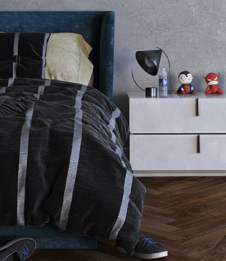 Home staging 3D pour une chambre avec une décoration moderne - 3D ...